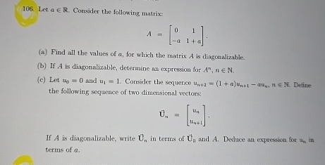 Solved Let ainR. Consider the following | Chegg.com