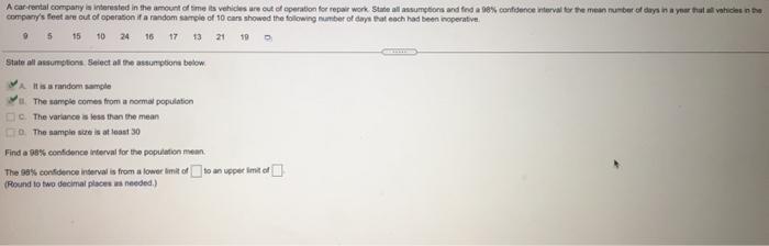 Solved A car rental company is interested in the amount of | Chegg.com