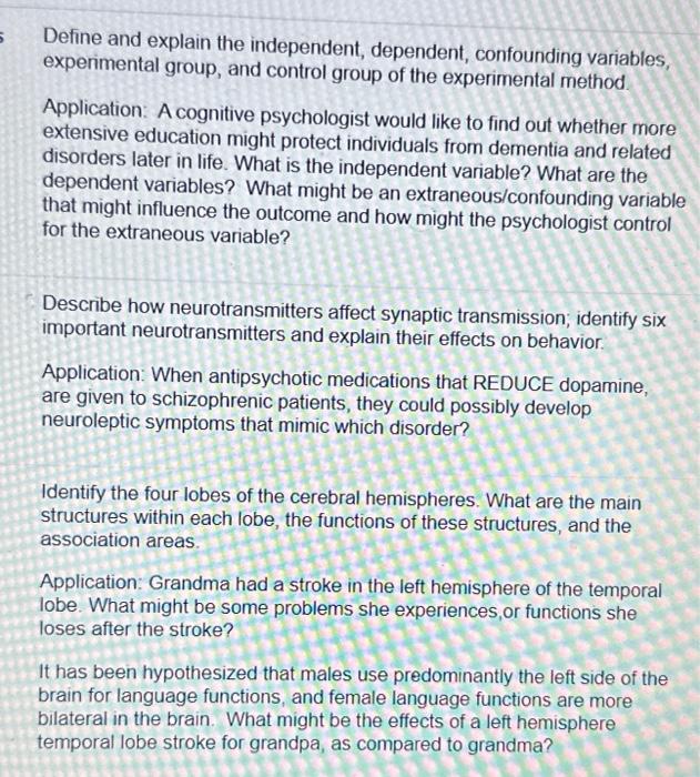 Solved Define and explain the independent, dependent, | Chegg.com