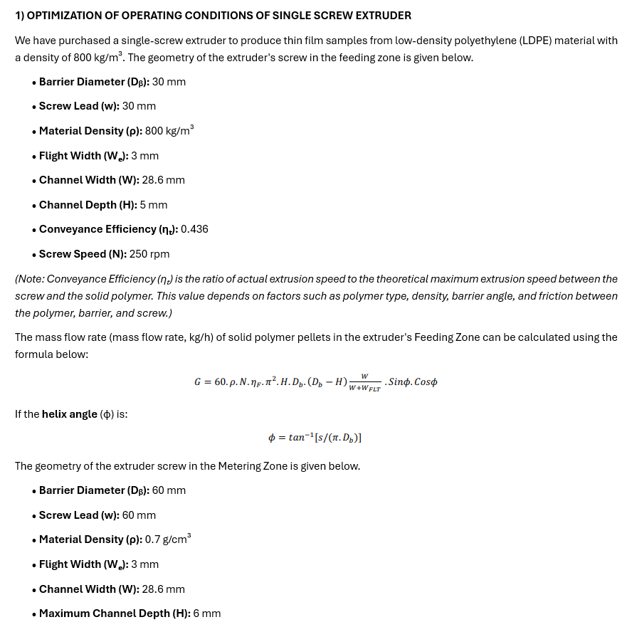 Solved Extruder design is ﻿being made. Could you answer the | Chegg.com
