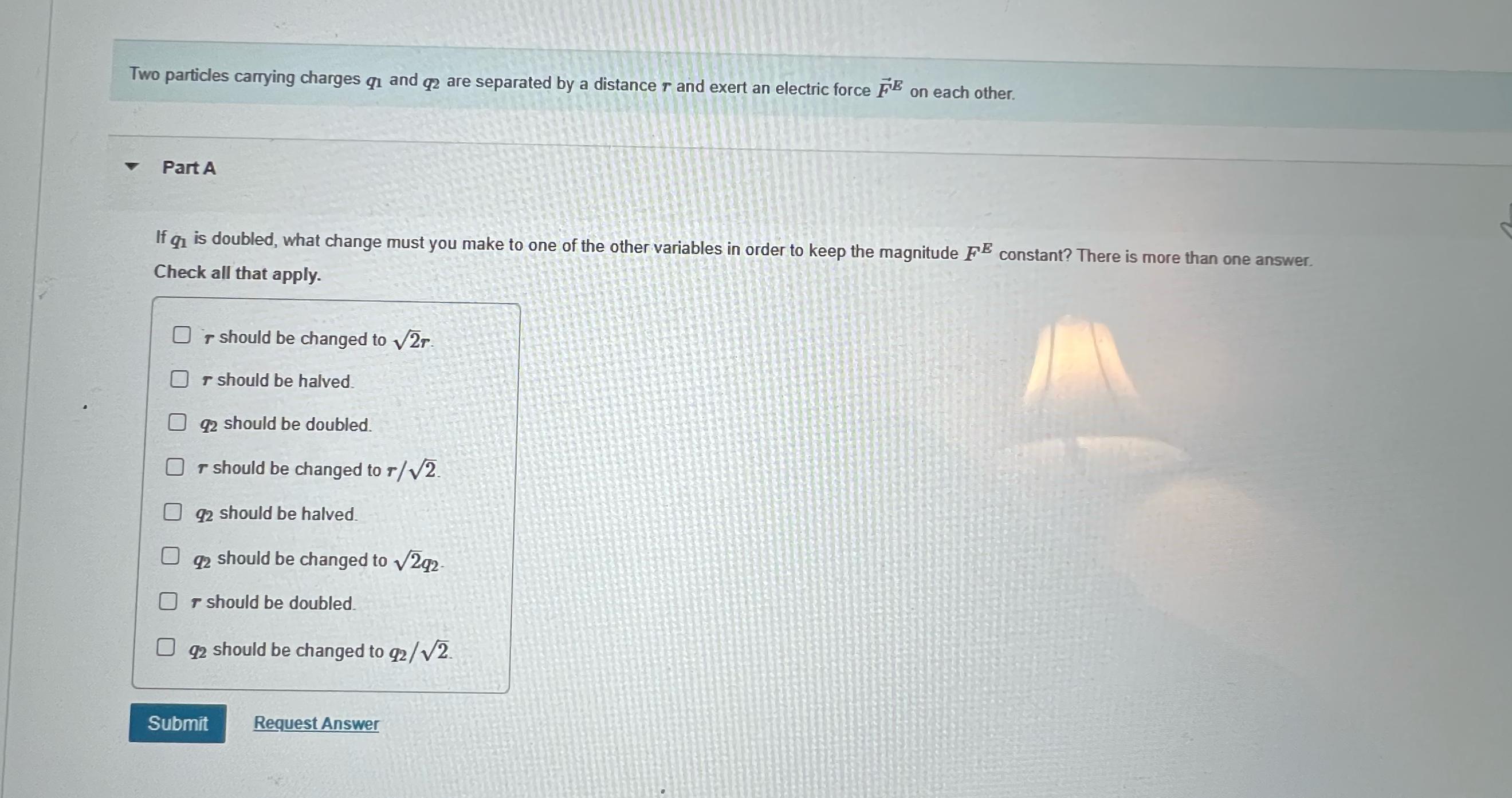 Solved Two particles carrying charges q1 ﻿and q2 ﻿are | Chegg.com