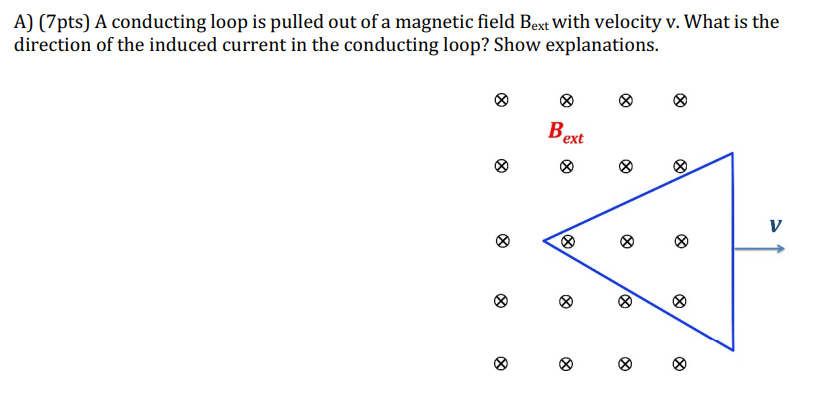 Solved A) ( 7 ﻿pts ) ﻿A conducting loop is pulled out of a | Chegg.com