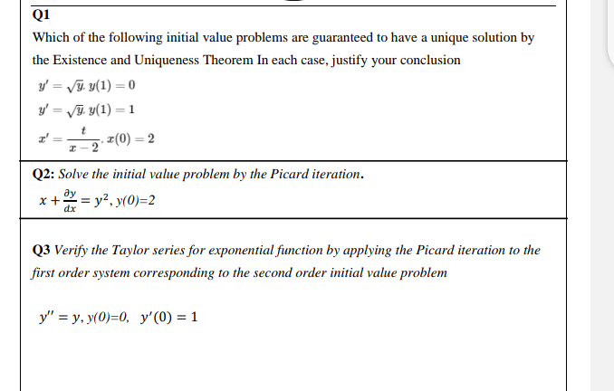 Solved Which of the following initial value problems are | Chegg.com
