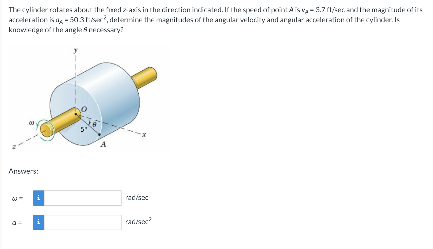 Solved The cylinder rotates about the fixed z-axis in ﻿the | Chegg.com
