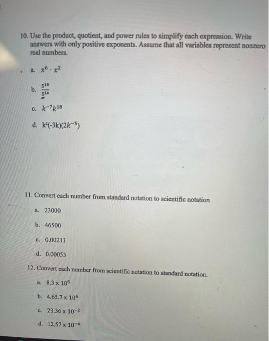 Solved 10. Use the product, quotient, and power rules to | Chegg.com