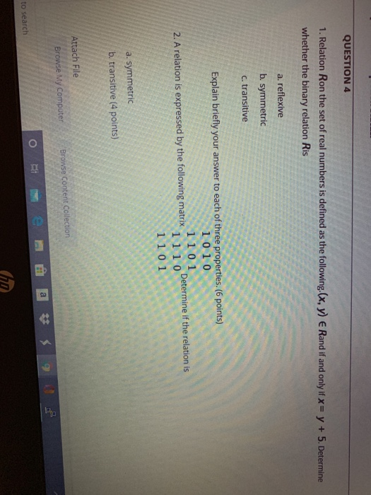 Solved QUESTION 4 1. Relation Ron the set of real numbers is | Chegg.com
