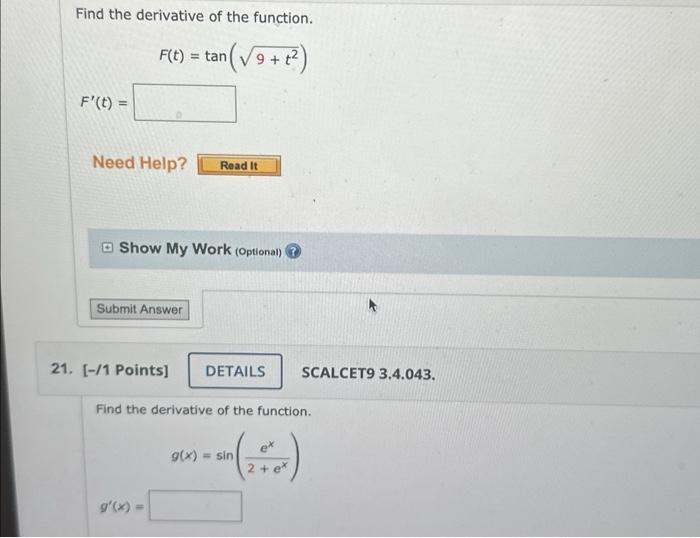 Solved Find the derivative of the function. | Chegg.com