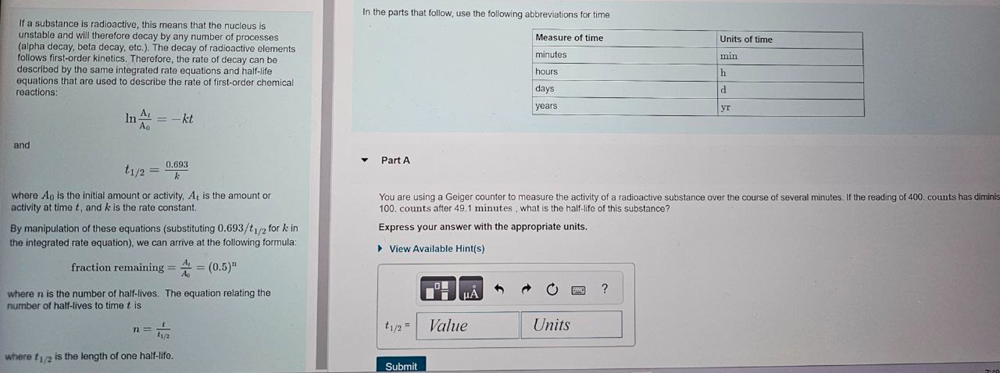 Solved Part AYou are using a Geiger counter to measure the | Chegg.com