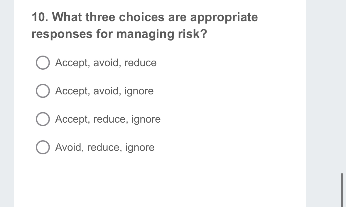 Solved What three choices are appropriate responses for | Chegg.com