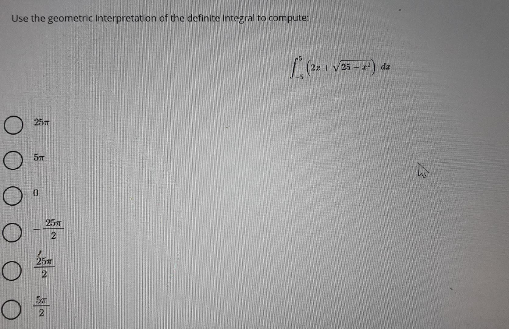 Solved Use the geometric interpretation of the definite | Chegg.com