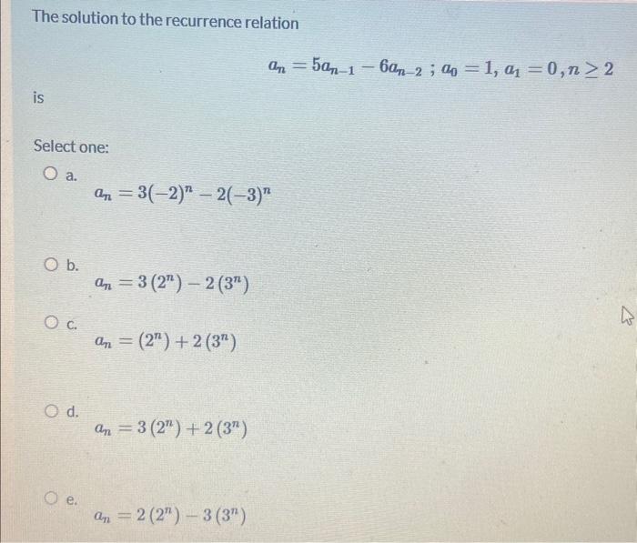 Solved The solution to the recurrence relation | Chegg.com