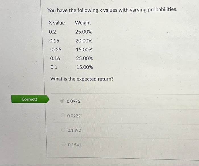 Solved You have the following \\( x \\) values with varying | Chegg.com