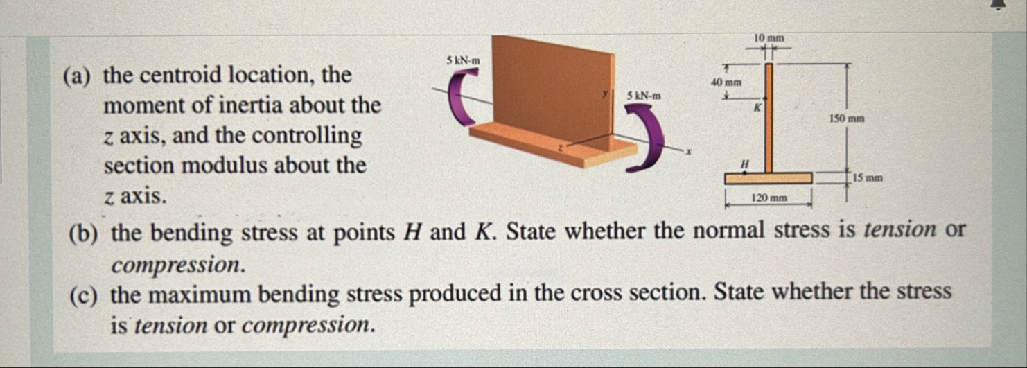 Solved (a) ﻿the centroid location, the moment of inertia | Chegg.com