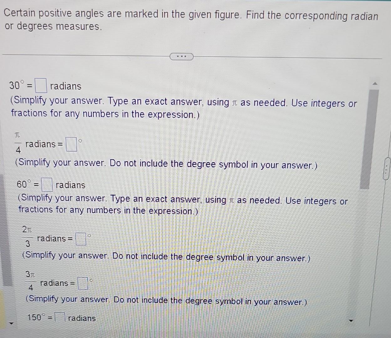 Solved Certain positive angles are marked in the given | Chegg.com