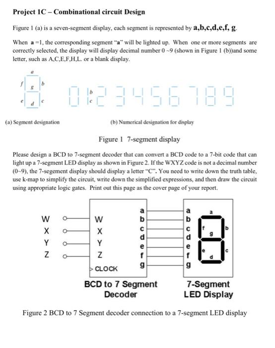 Solved Project 1C - Combinational circuit Design Figure 1 | Chegg.com