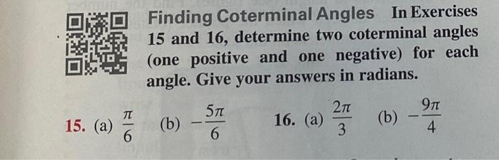 Solved Finding Coterminal Angles In Exercises 15 and 16, | Chegg.com