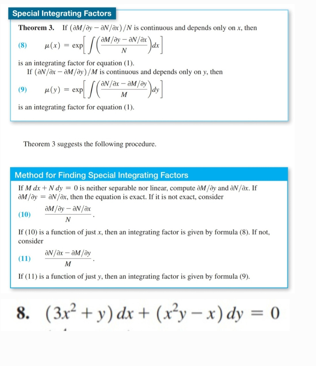 Solved Special Integrating FactorsTheorem 3. ﻿If | Chegg.com