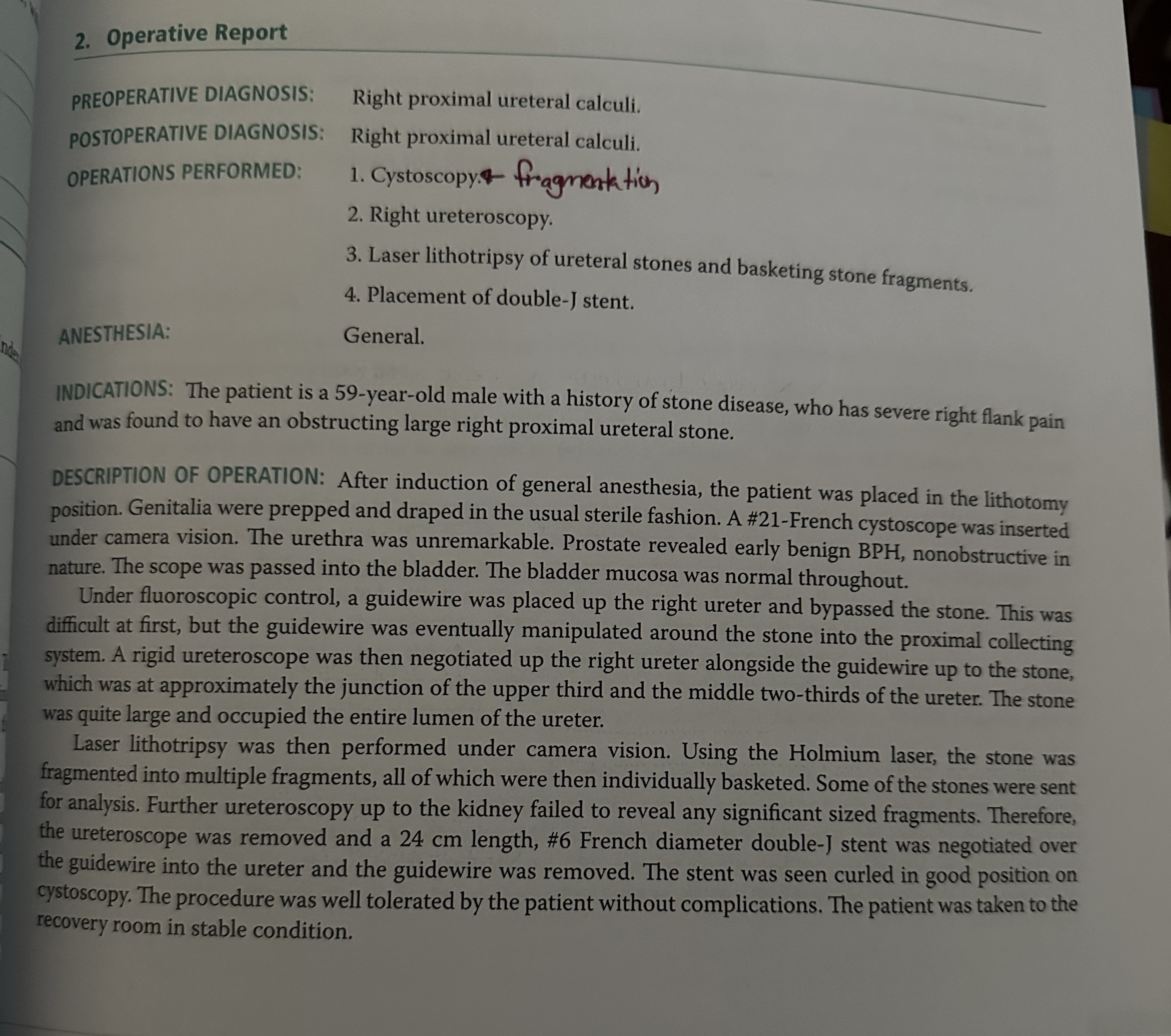 Solved Operative ReportPREOPERATIVE DIAGNOSIS:Right proximal | Chegg.com
