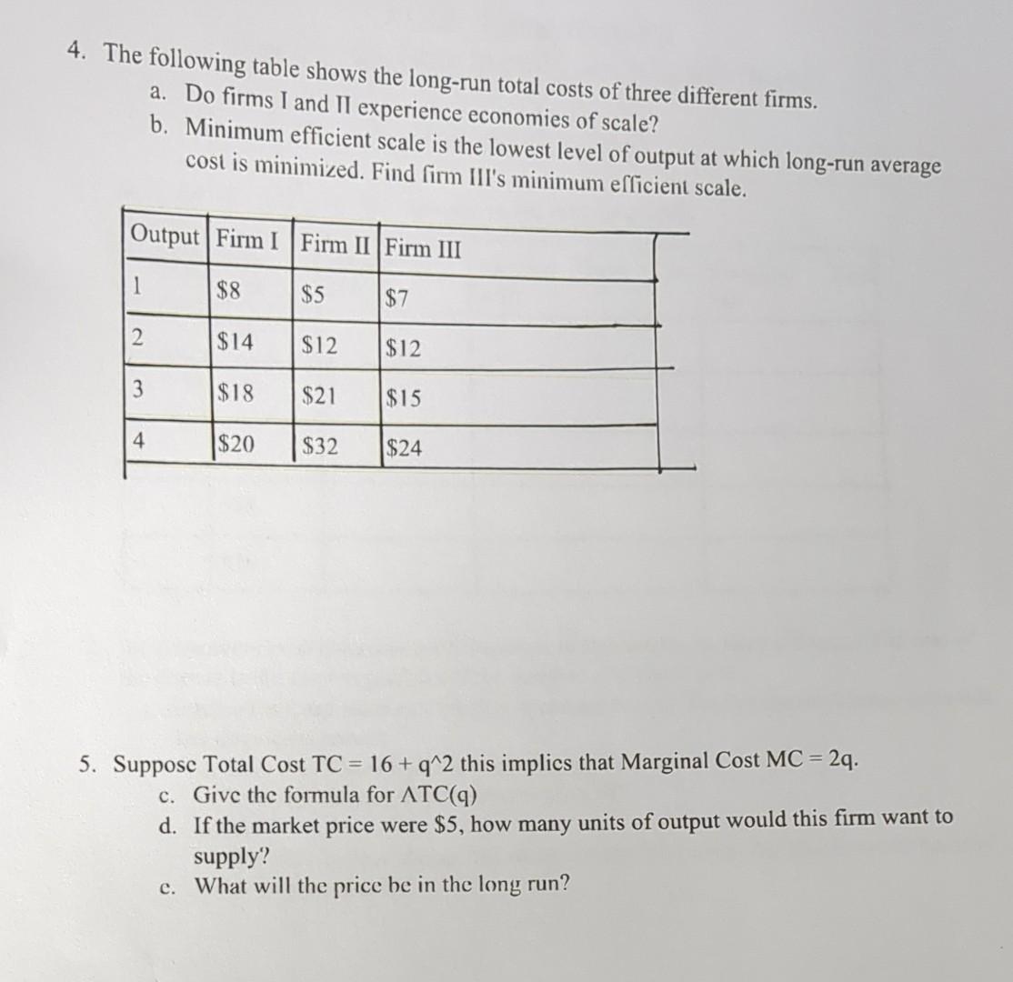 Solved 1. Fill in the FC, ATC, and MC columns in the | Chegg.com