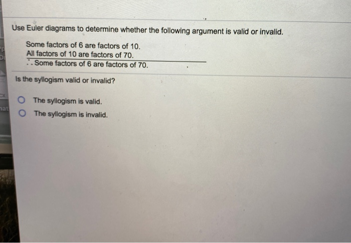 Solved Use Euler diagrams to determine whether the following | Chegg.com