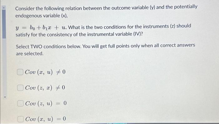 Solved Consider the following relation between the outcome | Chegg.com