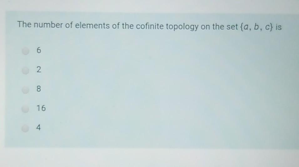 Solved The number of elements of the cofinite topology on | Chegg.com