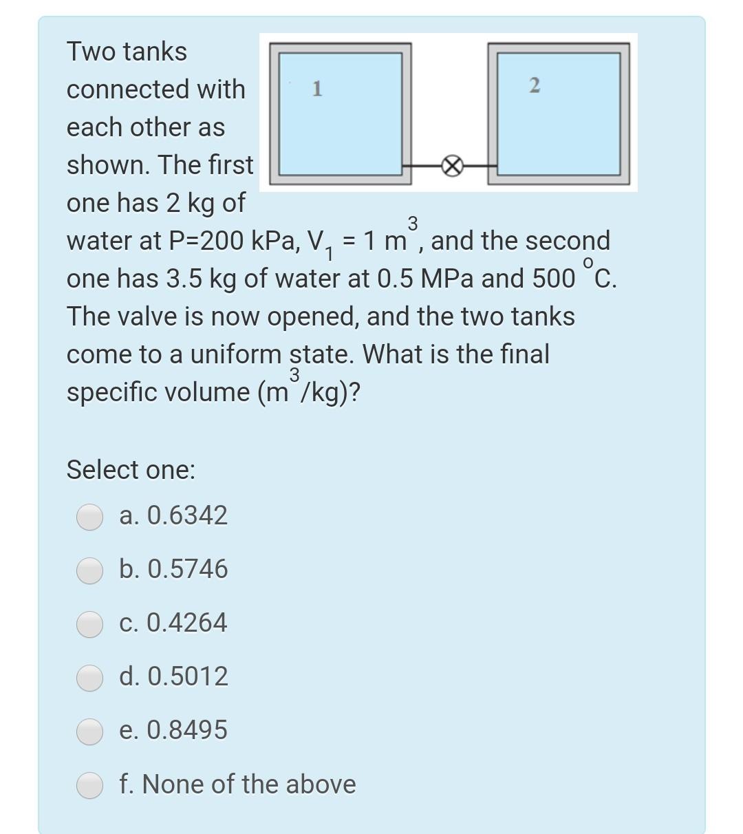 Solved 1 2 Two tanks connected with each other as shown. The | Chegg.com