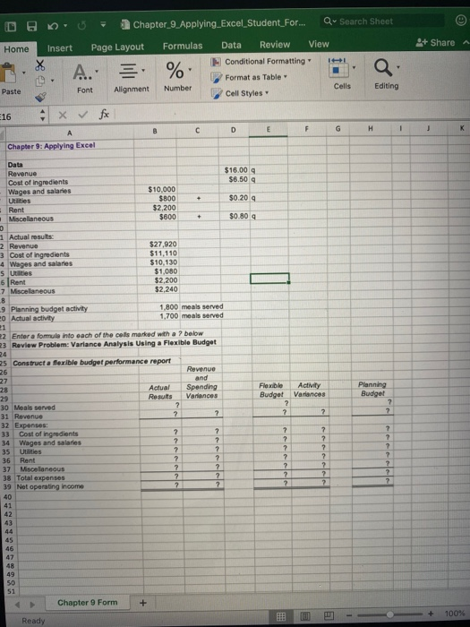 Solved D Bu Chapter_9_Applying_Excel_Student_For... Qu | Chegg.com