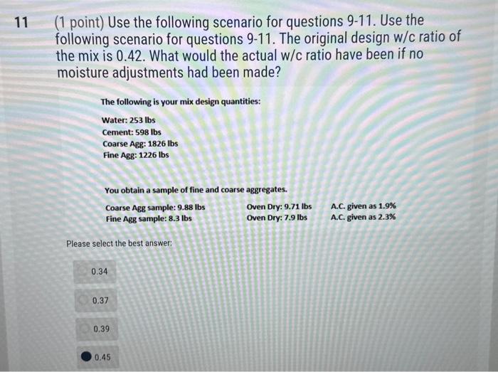 Solved (1 point) Use the following scenario for questions | Chegg.com