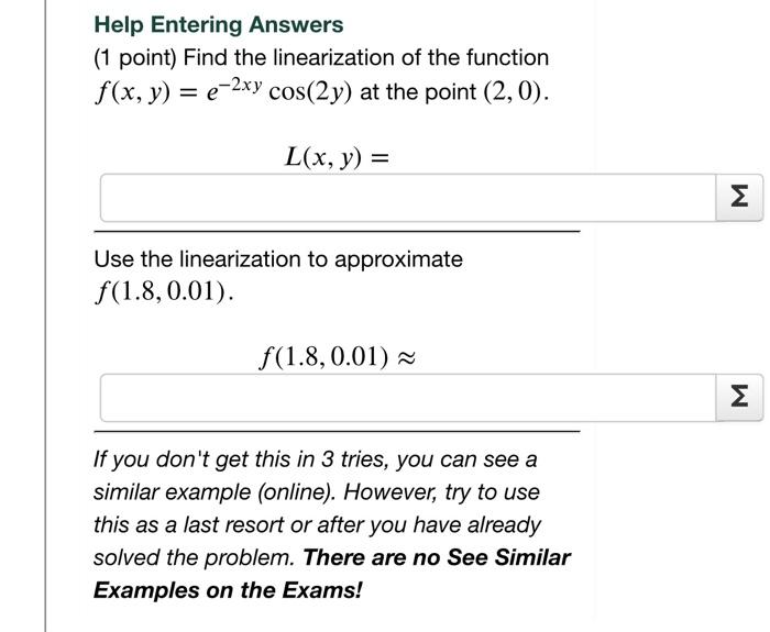 Solved Help Entering Answers (1 point) Find the | Chegg.com