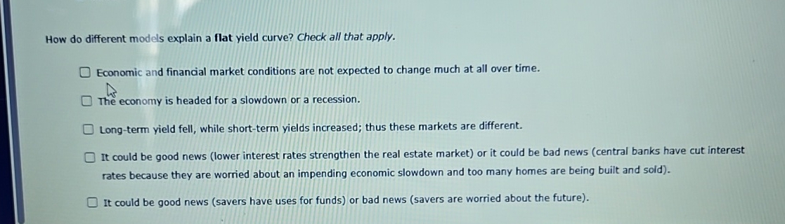 Solved How do different models explain a flat yield curve? | Chegg.com