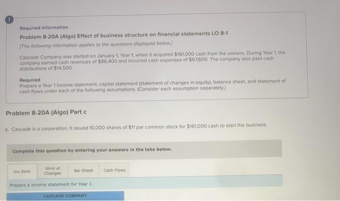Solved Required information Problem 8-20A (Algo) Effect of | Chegg.com