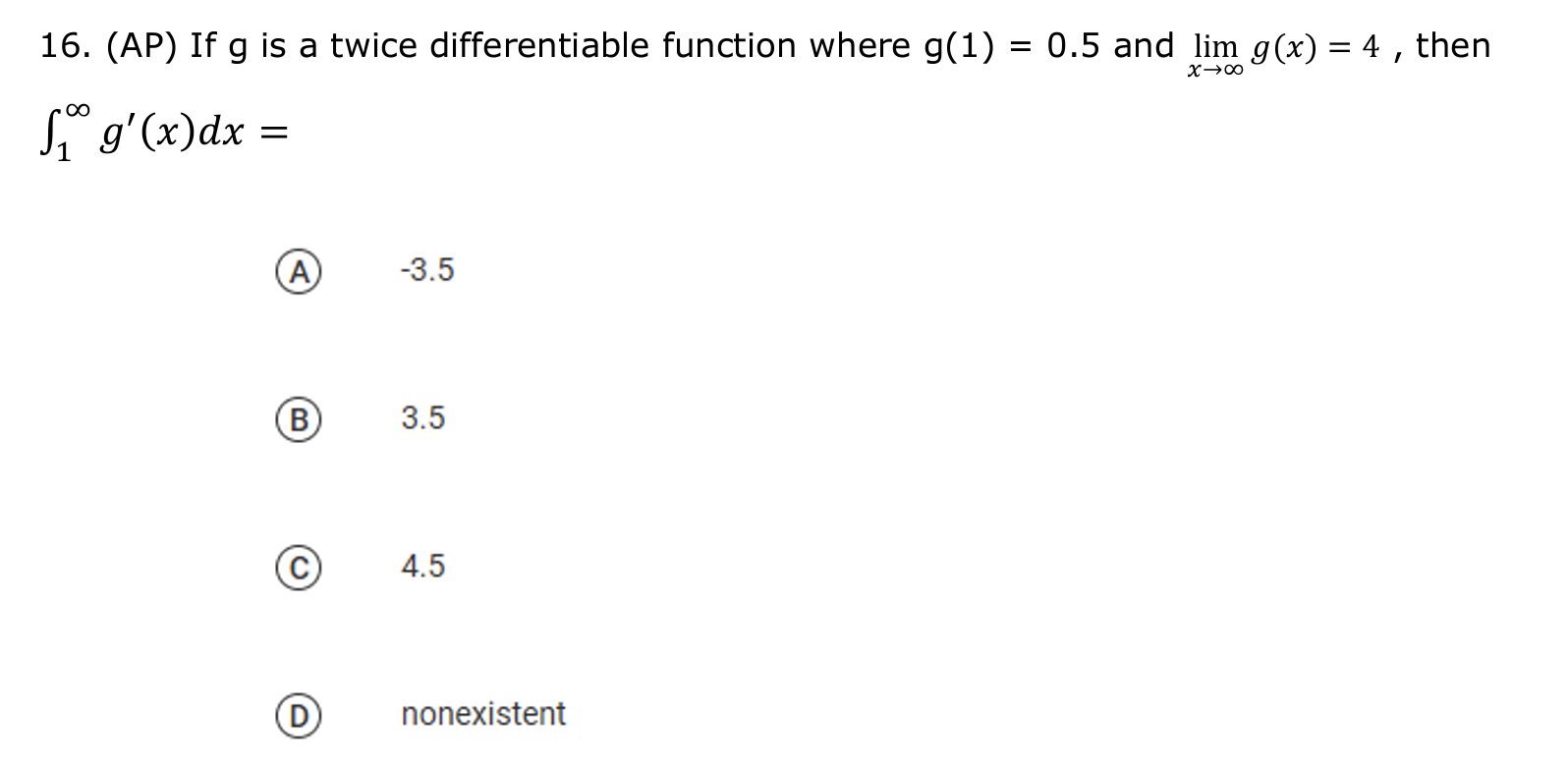 (AP) ﻿If g ﻿is a twice differentiable function where | Chegg.com