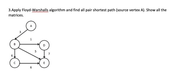 Solved 3apply Floyd Warshalls Algorithm And Find All Pair