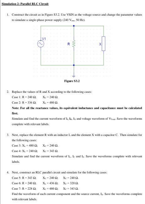 Solved Simulation 2Parallel RLC Circuit 1. Construct the | Chegg.com