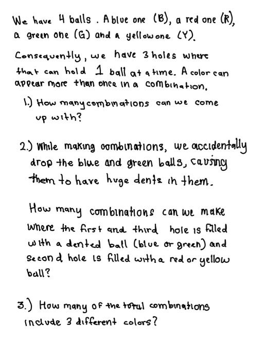 Solved We have 4 balls. A blue one (B), a red one (R), a | Chegg.com