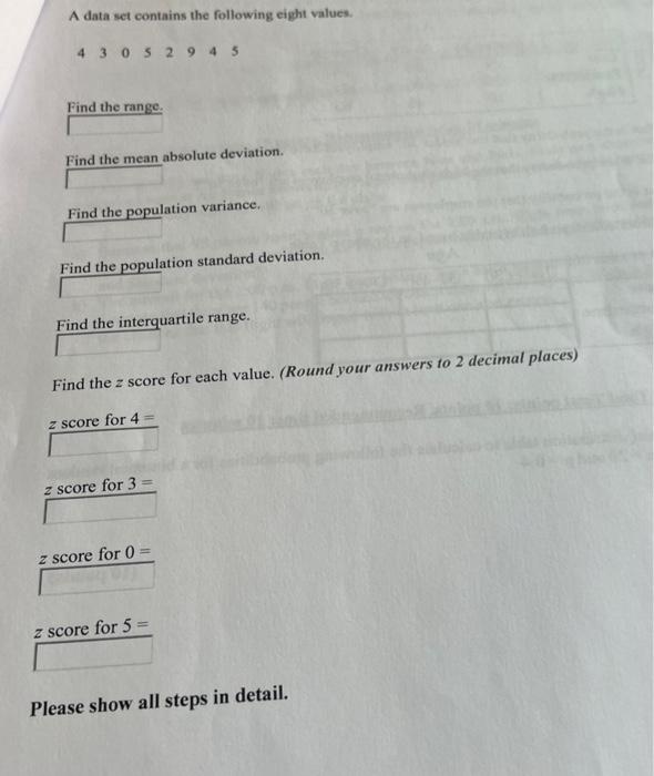 Solved A data set contains the following eight values. | Chegg.com