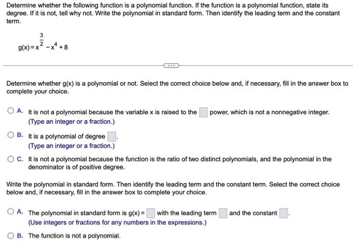 Solved Determine whether the following function is a | Chegg.com