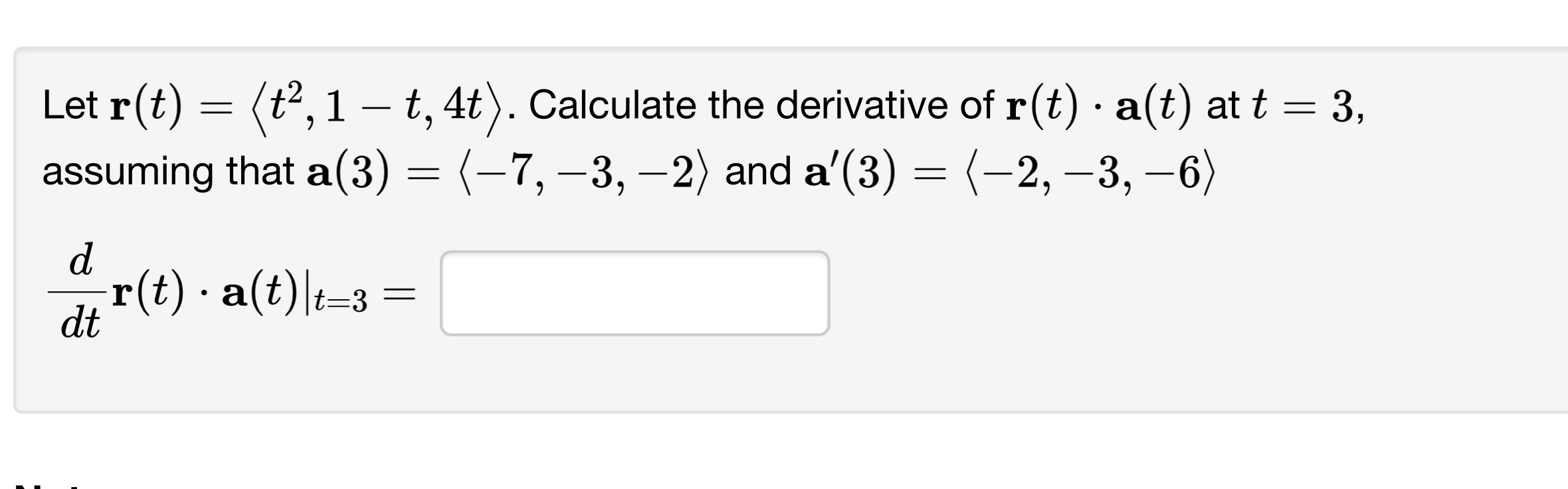 Solved Let r(t)=(:t2,1-t,4t:). Calculate the derivative of | Chegg.com Solved Let r(t)=(:t2,1-t,4t:). Calculate the derivative of | Chegg.com