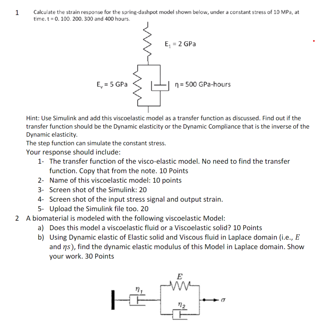 Solved 1 ﻿Calculate the strain response for the | Chegg.com