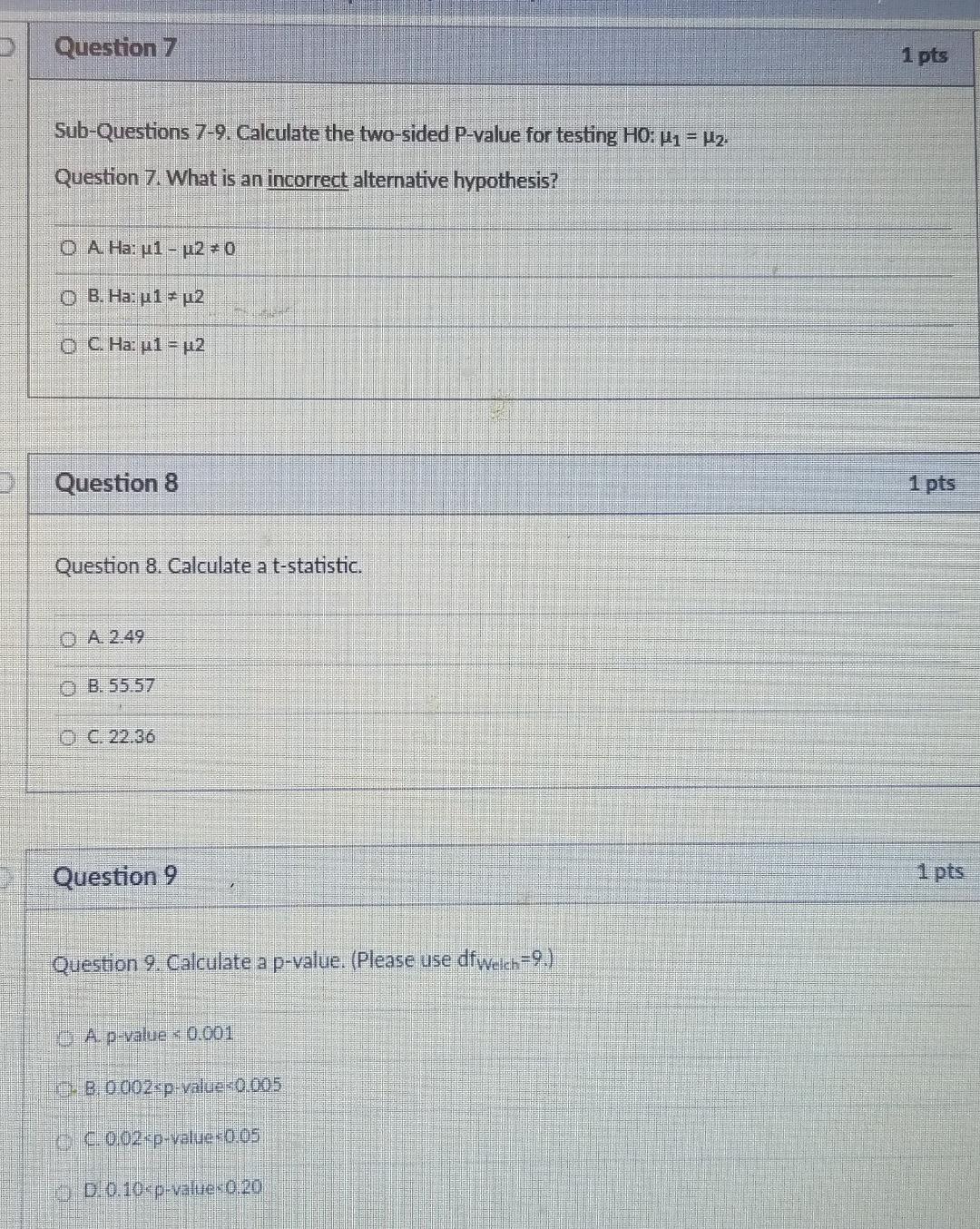 Solved Questions 5-9 (Gerstman Exercise 12.6 – Modified | Chegg.com
