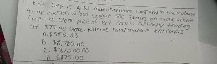 Solved Krit Corp is a US manufacturing company in the | Chegg.com