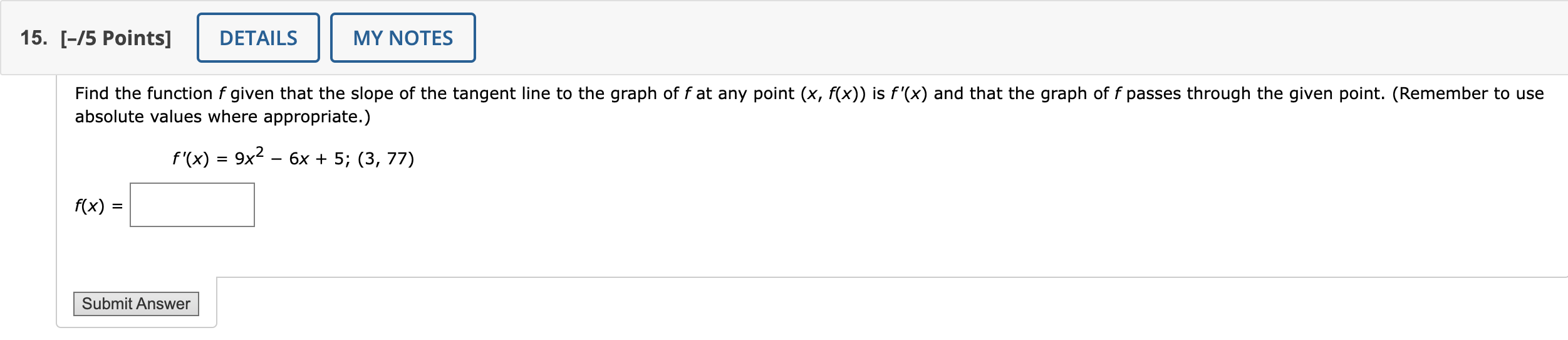 Solved Find The Function F given That The Slope Of The