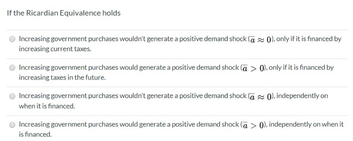 Solved If the Ricardian Equivalence holds Increasing | Chegg.com
