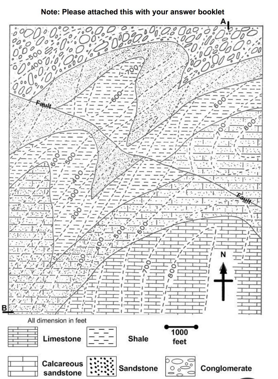 geology 1-Construct the lines of strike for each rock | Chegg.com