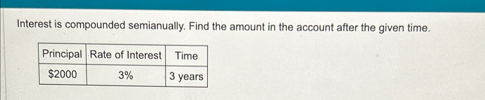 Solved Interest is compounded semianually. Find the amount | Chegg.com