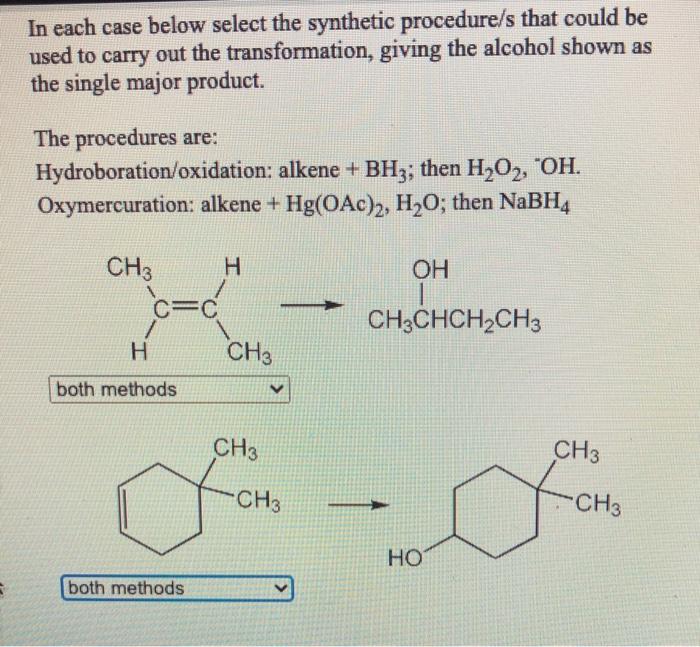 Solved In each case below select the synthetic procedure/s | Chegg.com