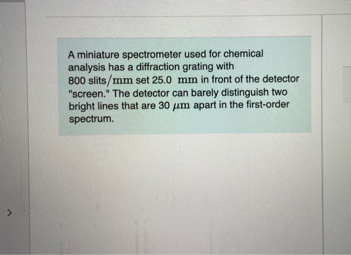 Solved A miniature spectrometer used for chemical analysis | Chegg.com