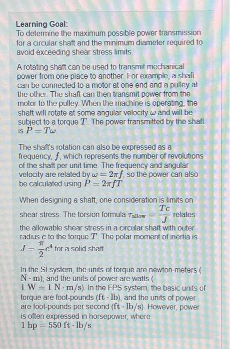 Solved Learning Goal: To determine the maximum possible | Chegg.com