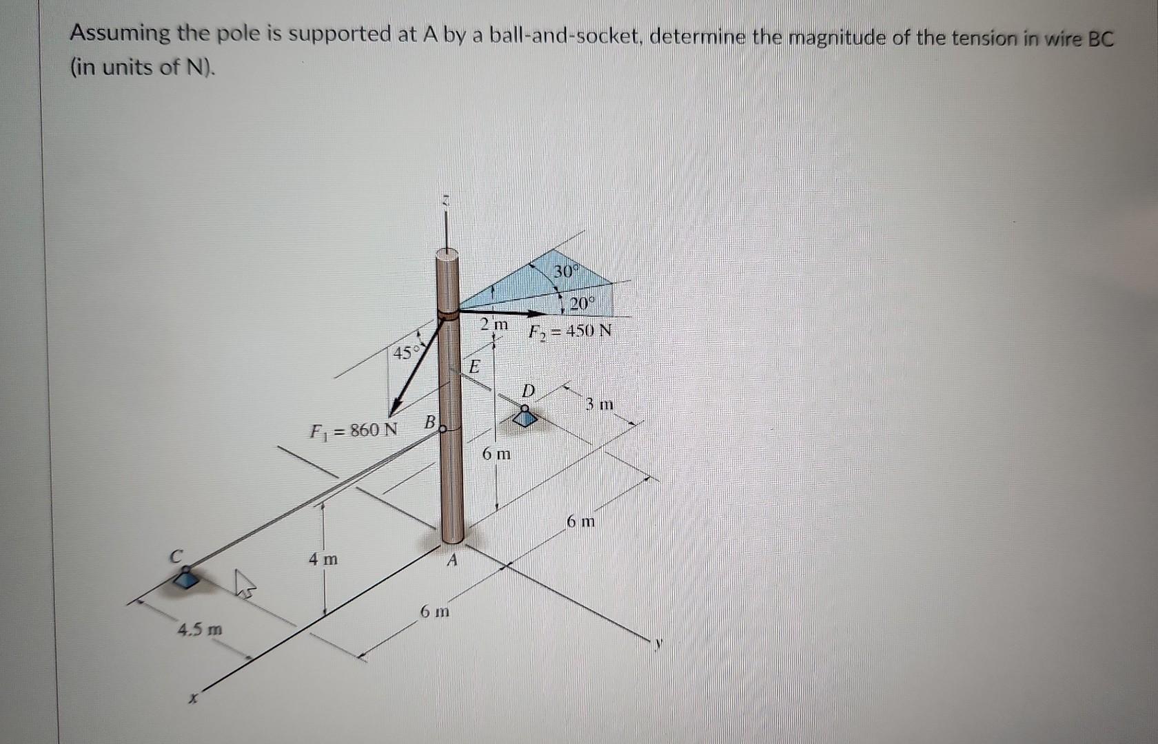 Assuming the pole is supported at A by a | Chegg.com